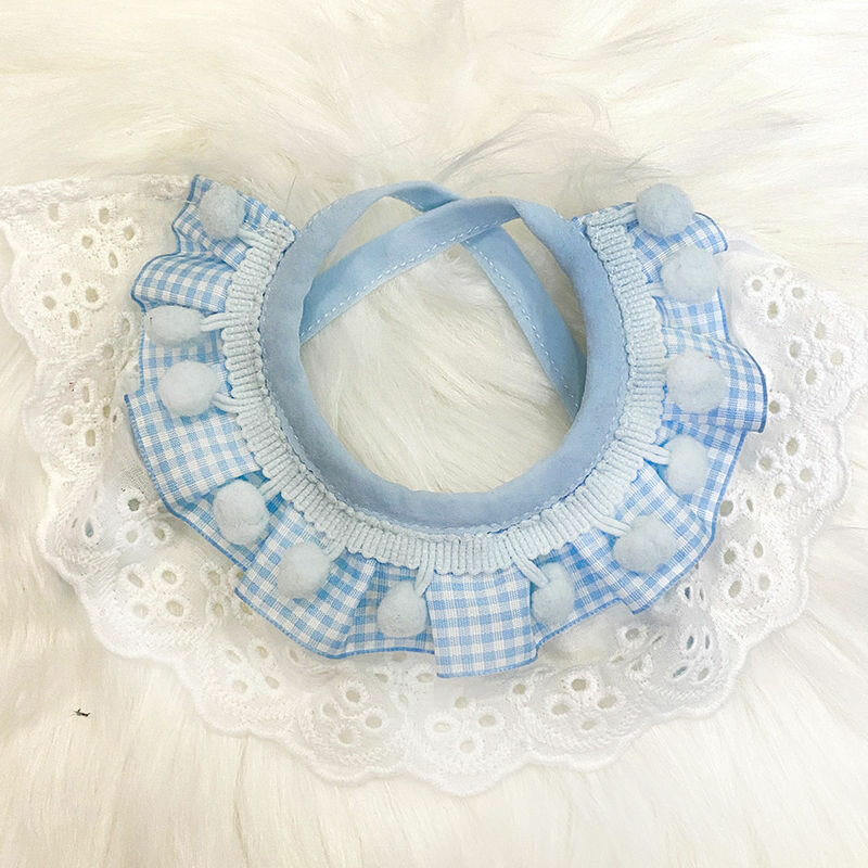 Слюнявчики для кошек и собак, свежий принцессный стиль, рэгдолл, синий и белый, британская короткошерстная, тедди, корги, аксессуары с кружевным краем