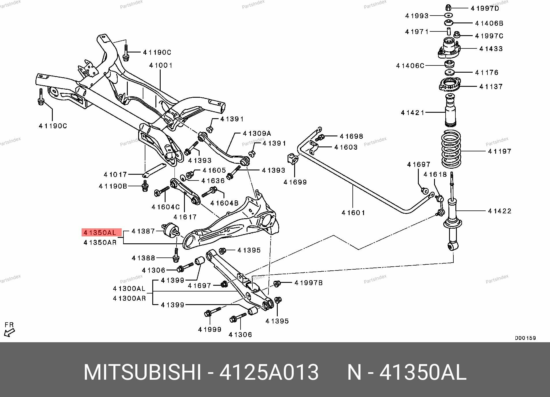 Кулак задней подвески левый, MITSUBISHI 4125A013