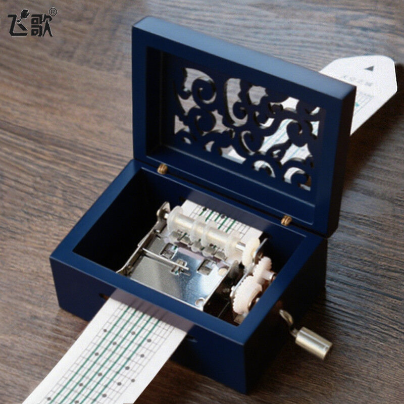 Музыкальная шкатулка Feige 15/30 тонов с ручным приводом и нотами, винтажная деревянная DIY шкатулка с восемью тонами, креативный подарок DIY