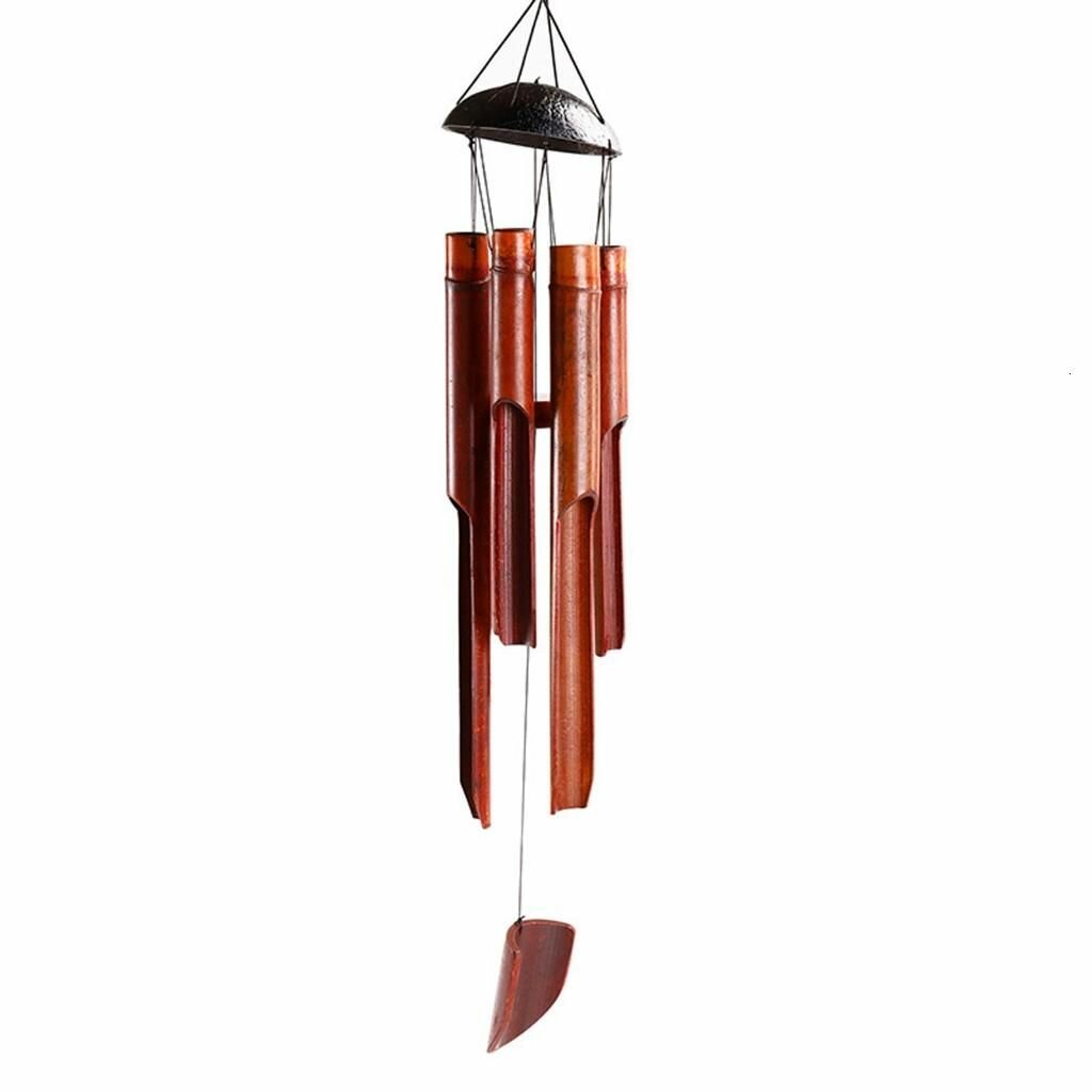 Бамбуковые трубчатые ветряные колокольчики для сада, натуральный декор, - Coconut shell hat