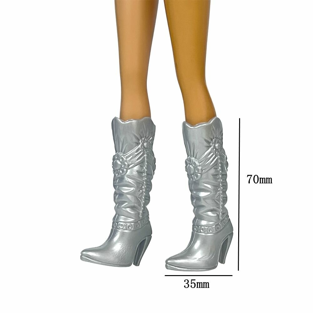 1 Пара длинных сапог для куклы Барби, обувь для куклы на высоком каблуке 29 см