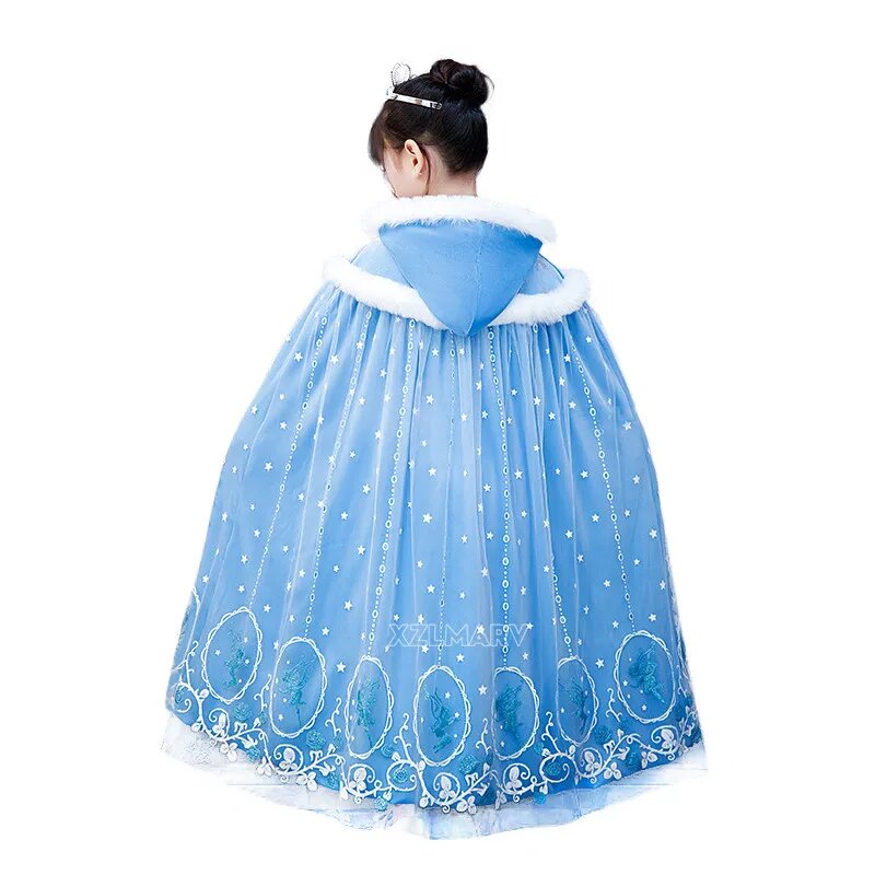 Бархатный плащ Эльзы для девочек smvp M(2-6T), b-1