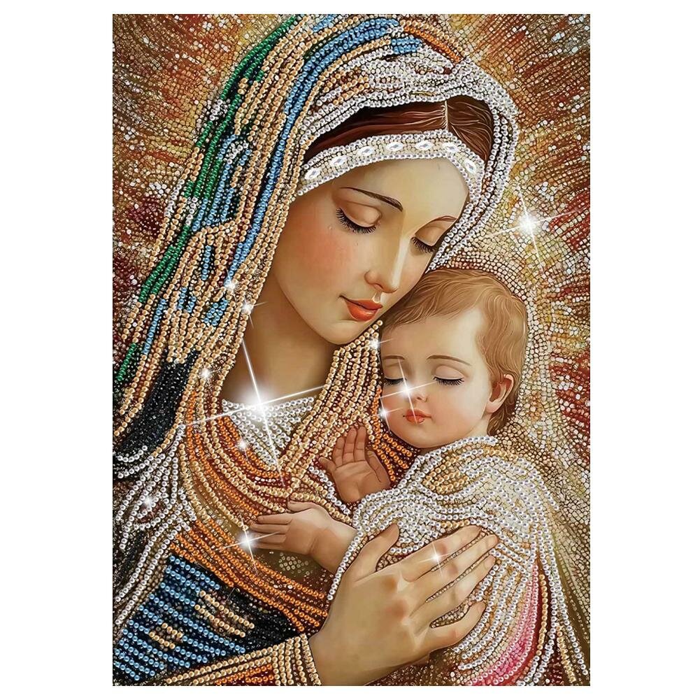 Алмазная мозаика картина стразами 30x40 без подрамника/5D "Икона Божьей матери"