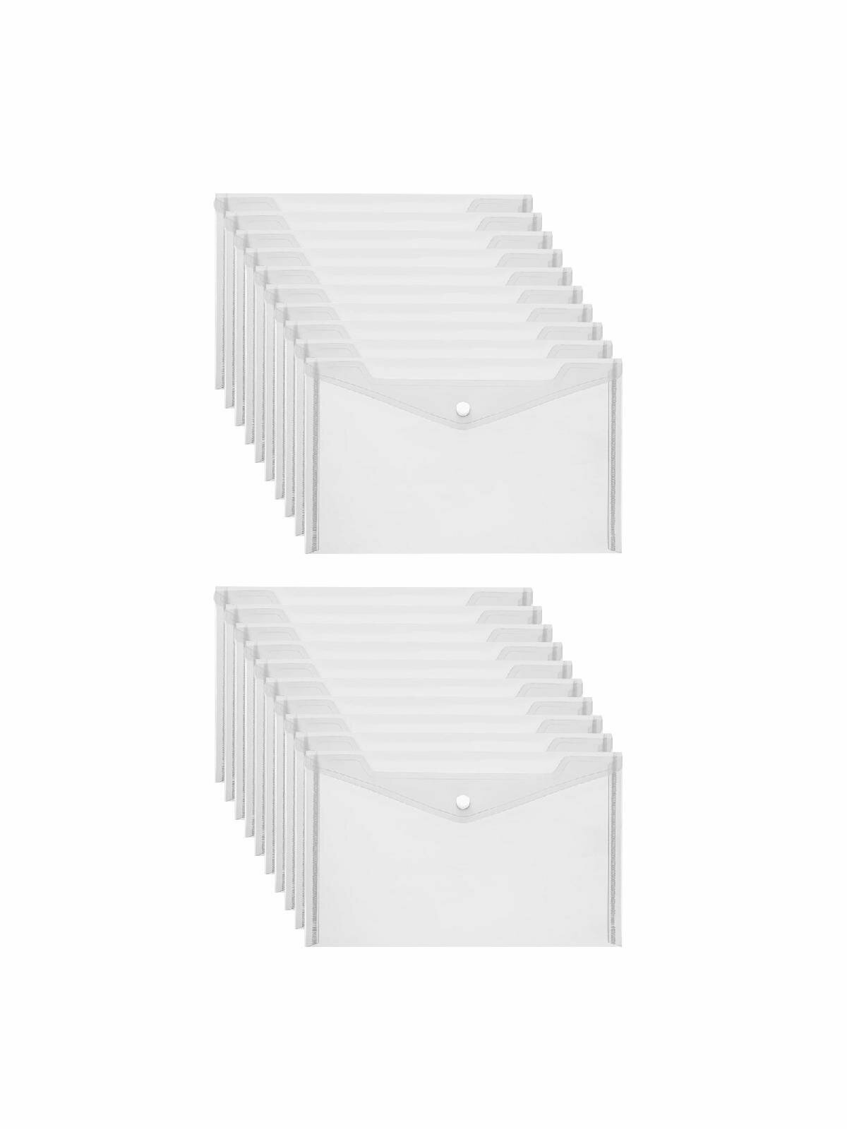 20/30шт Удобные Прозрачные Конверты Для Документов Водонепроницаемая Папка с Кнопками