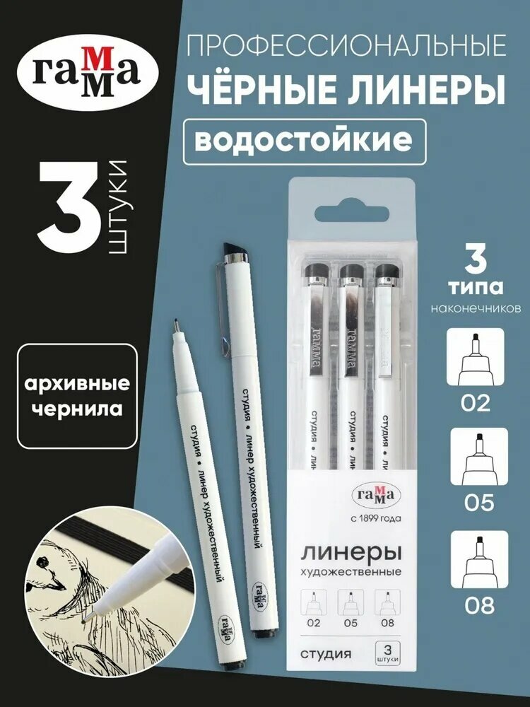 Набор ручек Линер, цвет: Черный, 3 шт.