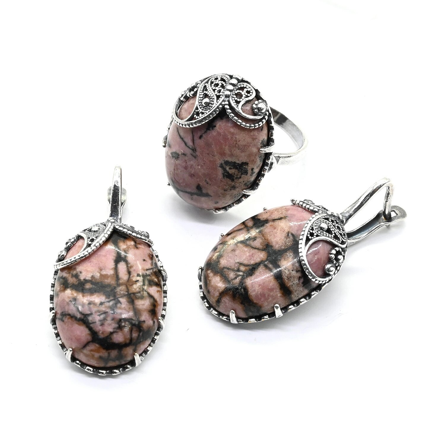 Комплект бижутерии: кольцо, родонит