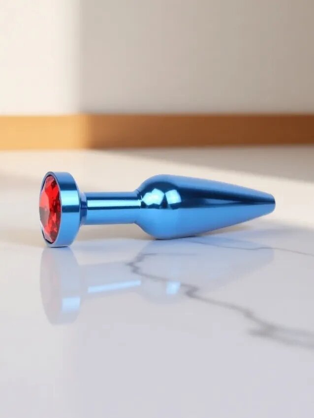 Anal Jewelry Plug Анальная втулка с кристаллом 11.3 см, синий/красный