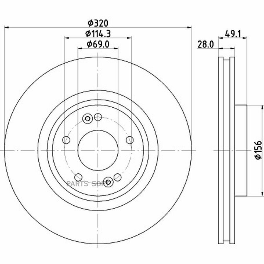 Диск тормозной от официального дистрибьютора, BEHR-HELLA, артикул 8DD355125121