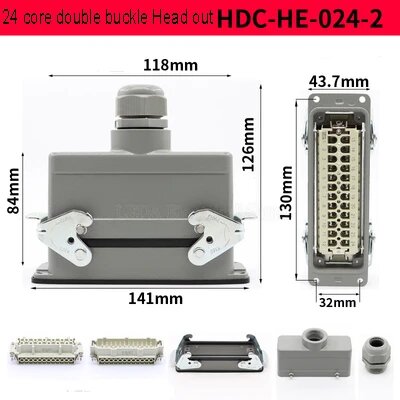 Водонепроницаемые авиационные разъемы HDC-HE-024 24 Core Head out