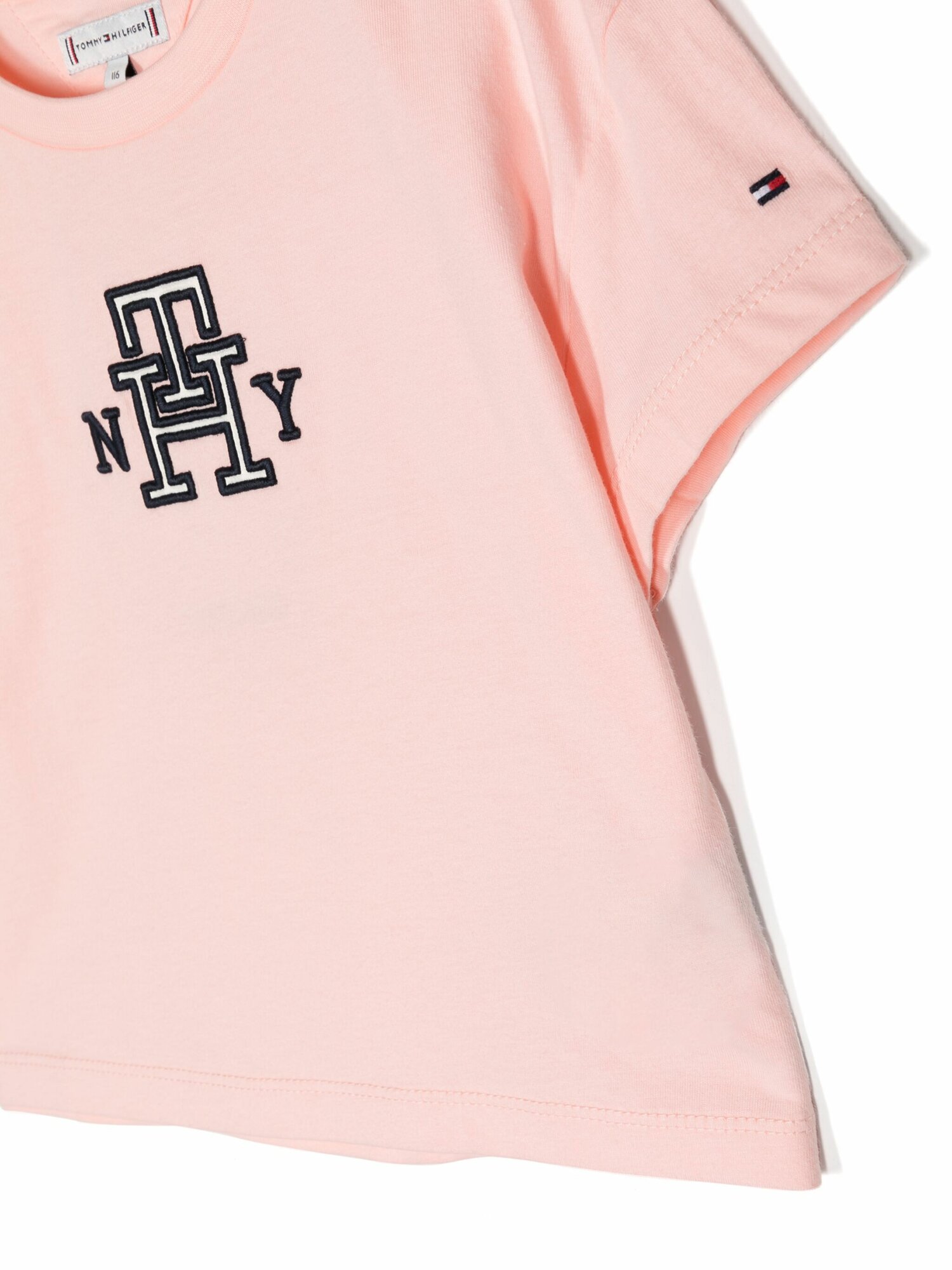 Футболка TOMMY HILFIGER Logo-patch cotton T-shirt, размер 164, coral pink — фото 1
