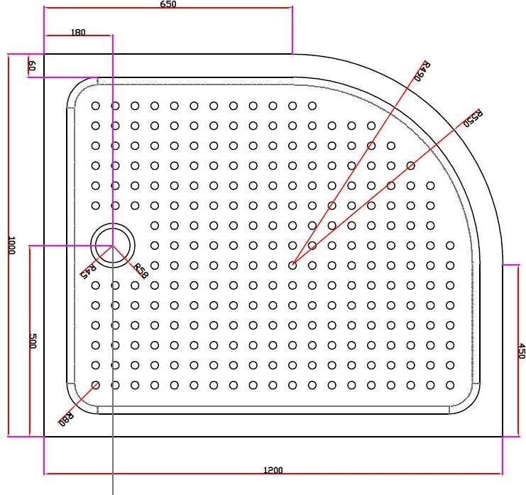TRAY-A-RH-120/100-550-15-W-R Акриловый поддон