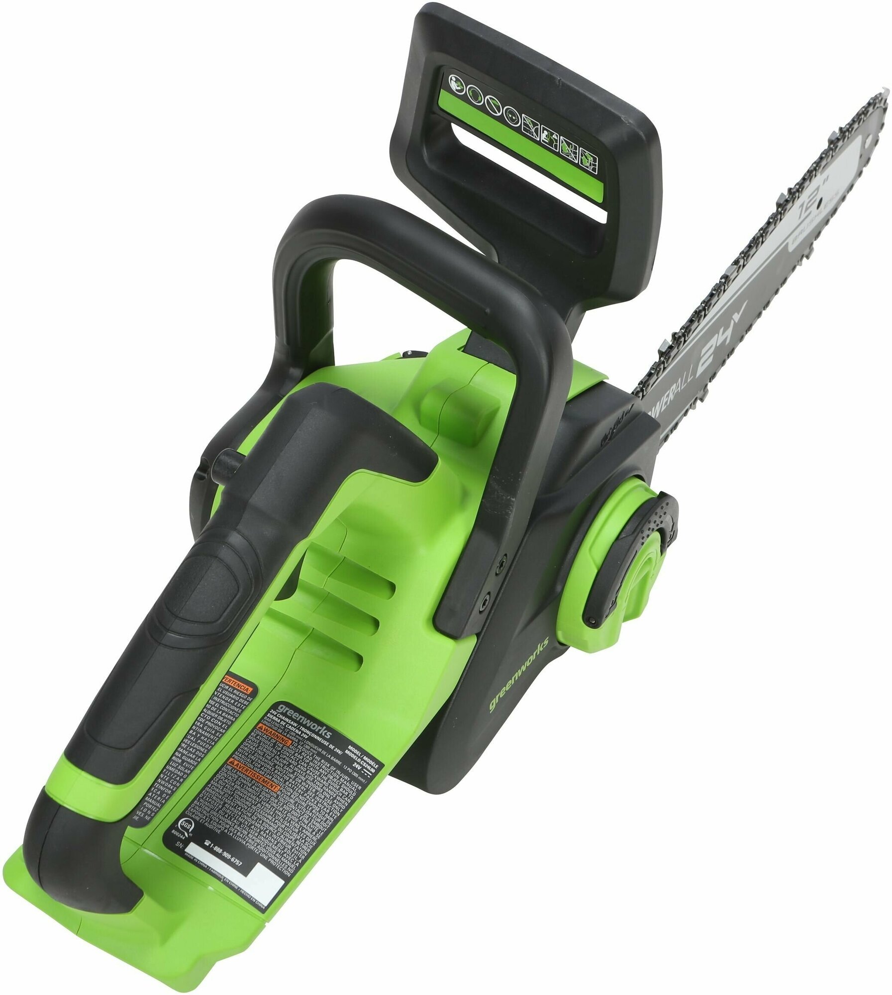 Цепная пила аккумуляторная Greenworks Арт. 2007007UA, 24V, 30см, бесщеточная, c 1хАКБ 2 Ач и ЗУ