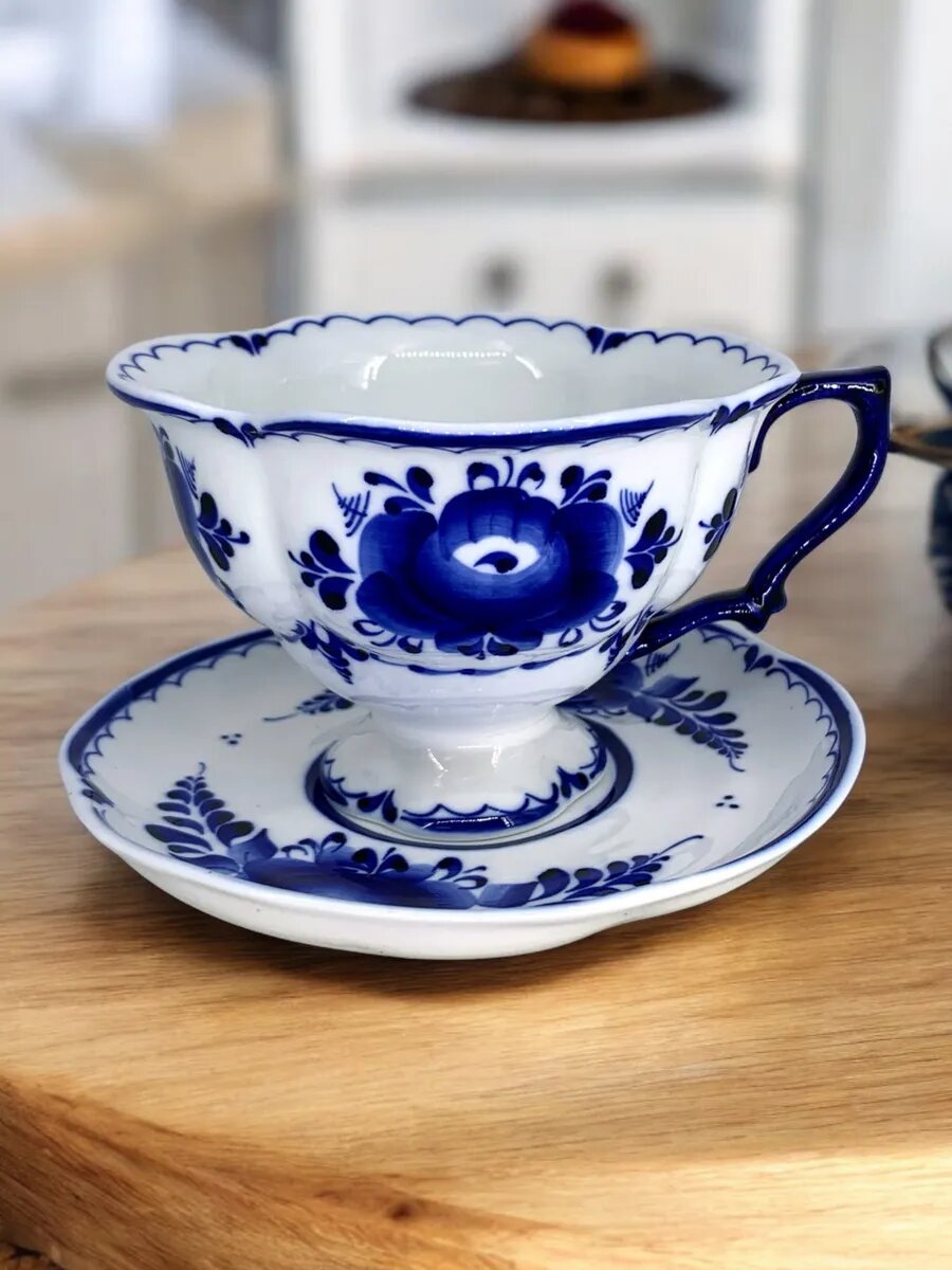 Чайная пара "Цветы" 200 мл фарфор