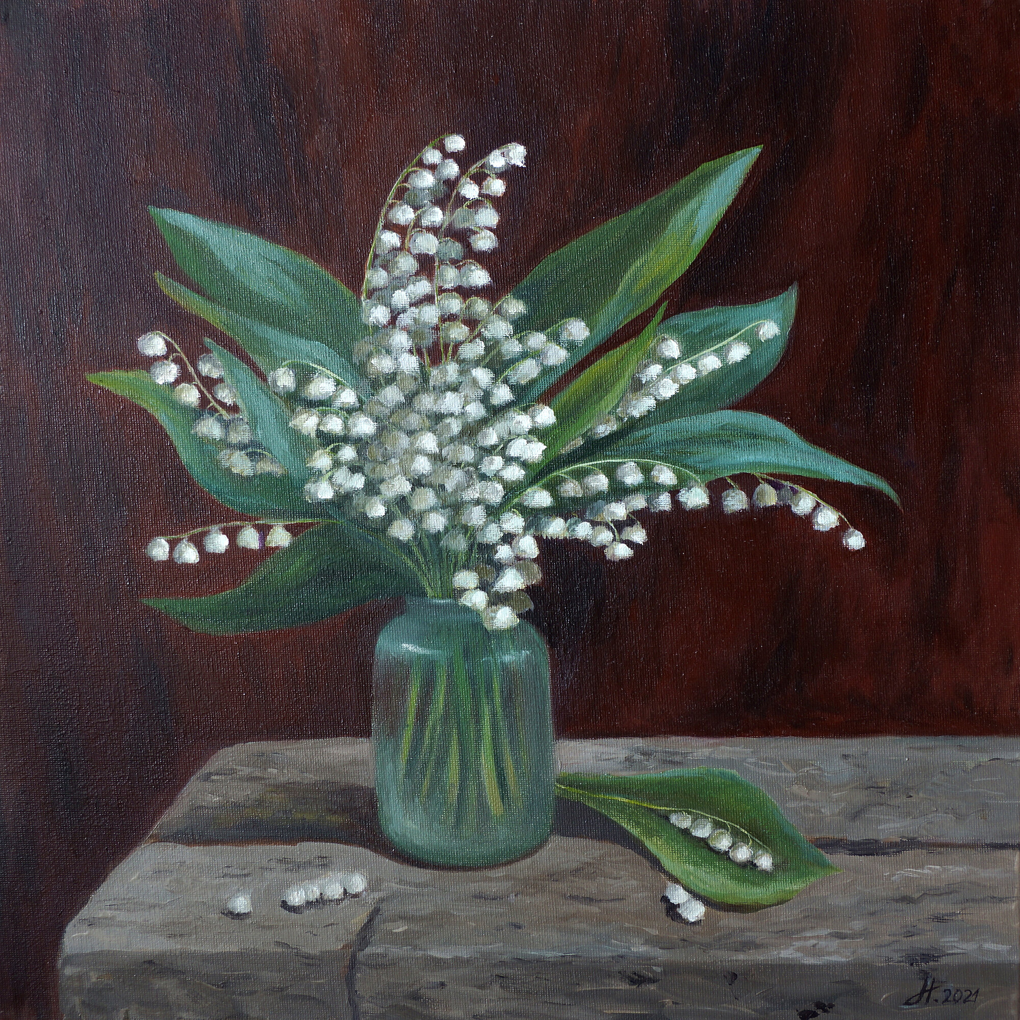 Ландыши • Натюрморт с цветами • Интерьерная картина маслом • Живопись ручной работы