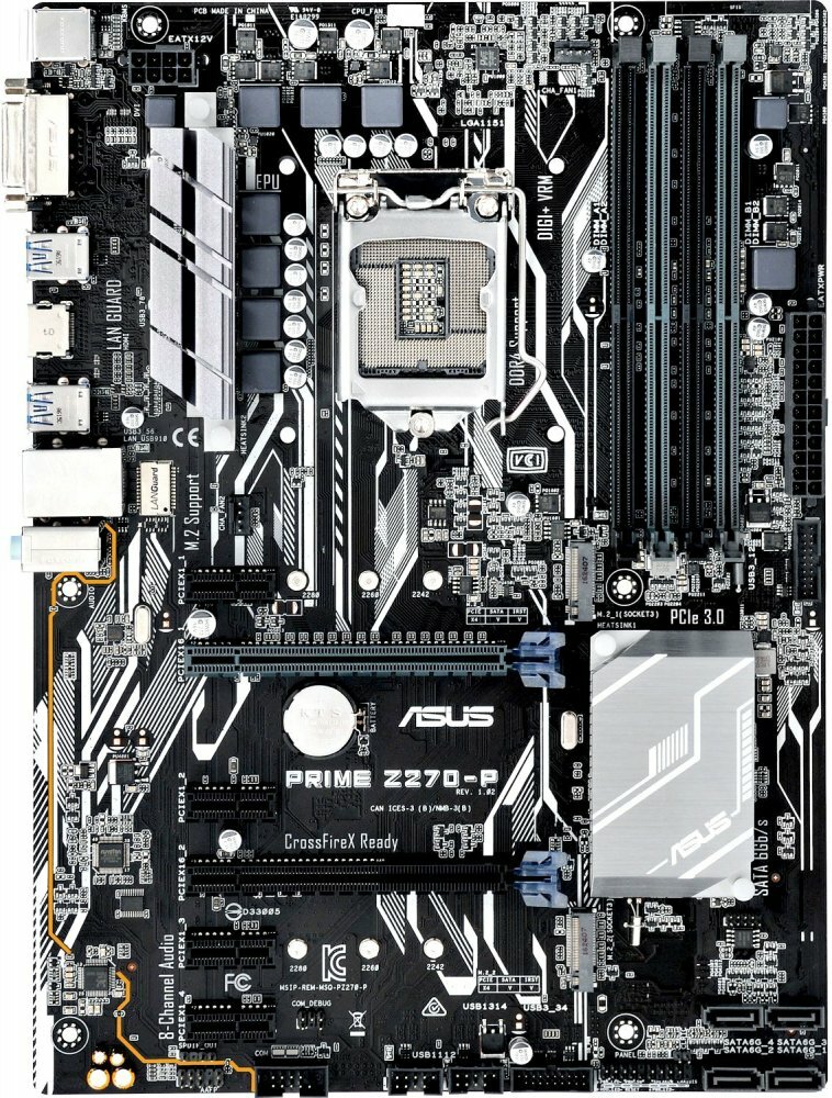 Материнская плата 1151 Asus Z270-P, Z270-P/4xDDR4/6xPCI-E/2xM.2/Lan/USB3.0/DVI-D/HDMI/Sb/ATX