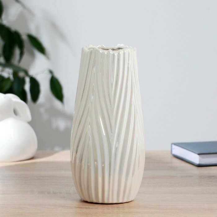 Ваза «Кирст перламутр», d=7.5 см, 24×12 см, керамика, белая