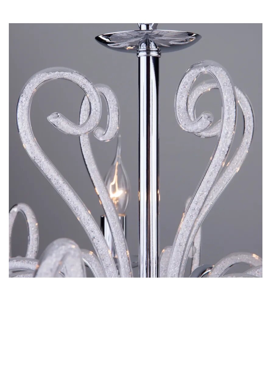 Люстра newrgy lighting 60090/8, хром бриллиант, цоколь Е14, 60 Вт, свет нейтральный белый, для гостиной — фото 1