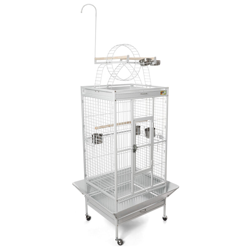 Клетка сборная для птиц Triol BC18 -1W, размер - 83 х 77 х 178 см, эмаль, цвет - белый металлик