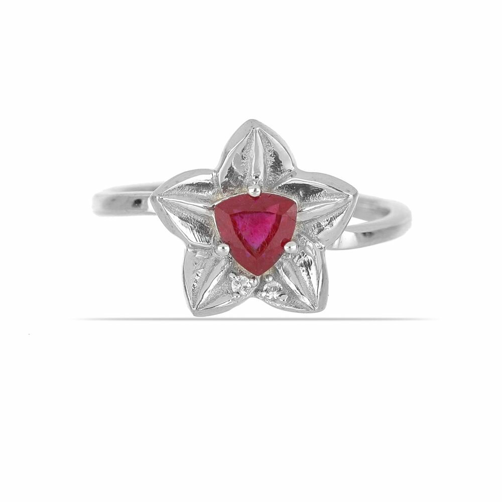 Кольцо, серебро, 925 проба, родирование, рубин, топаз