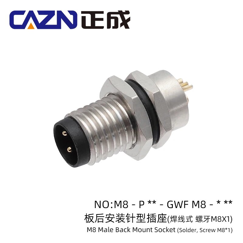 CAZN M8 Разъем Socket 8 Pin A, Черный, M8x1