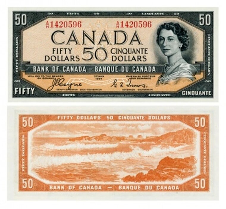 50 долларов 1954 Канада Оттава, сувенирная копия, банкноты и купюры редкие коллекционные