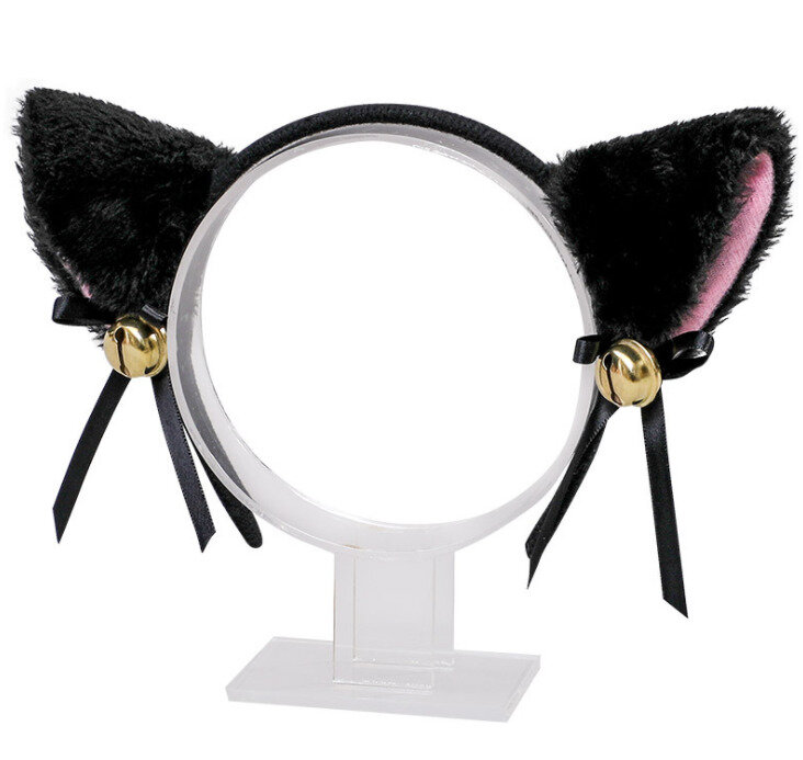Ушки кошки на ободке для косплея, черные, легкие, регулируемые, универсальные для взрослых и детей
