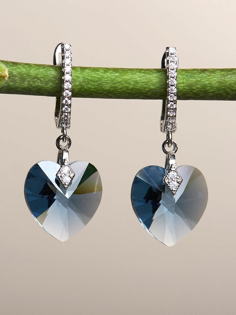 Серьги, стекло, кристалл, кристаллы Swarovski