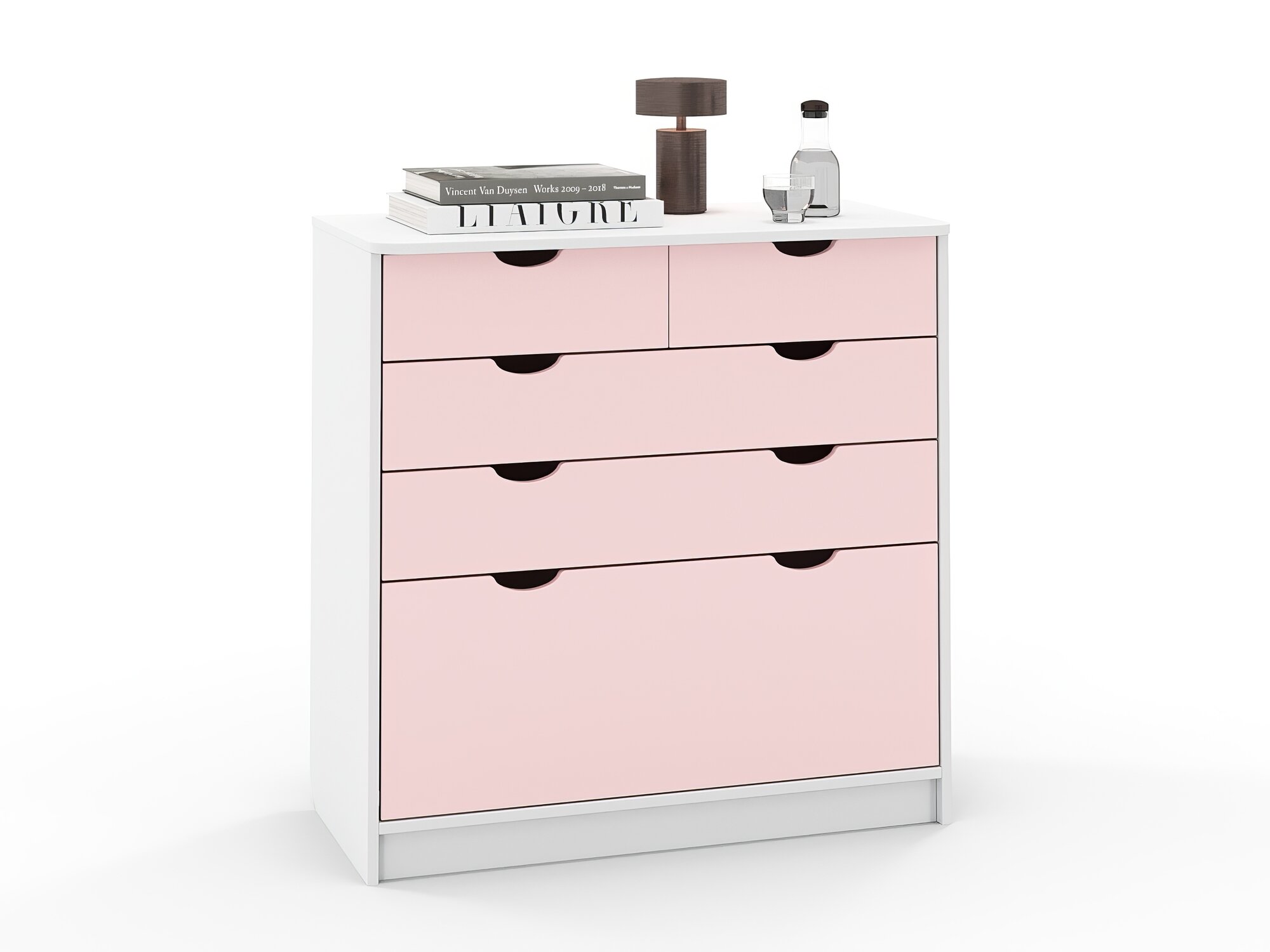 Есэндвич Grand-Лаворо Комод, 90х90х45 см (Белый/Розовый кварц), с ящиками, для кабинета, для офиса, для детской