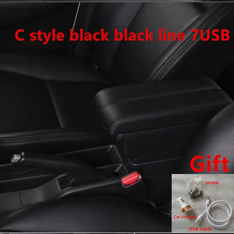 Подлокотник для Nissan Note, двухслойный подлокотник с USB-зарядкой C black black line