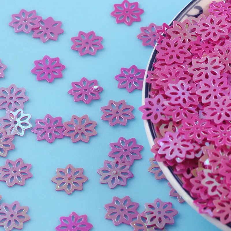 Блестки цветочки ПВХ 10г/20г Розовый, 9mm 20g, plum red