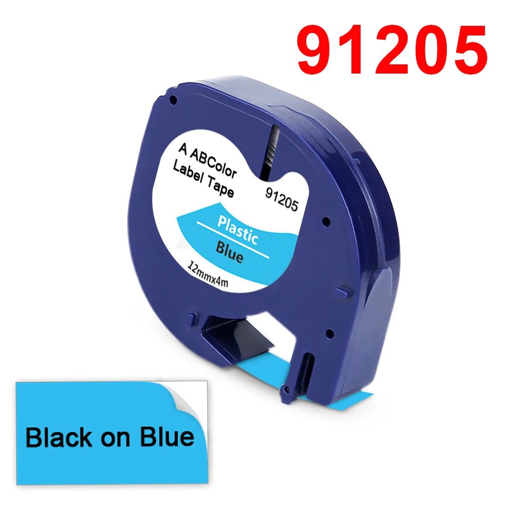 Лента 12 мм черная для Dymo LetraTag Black on Blue