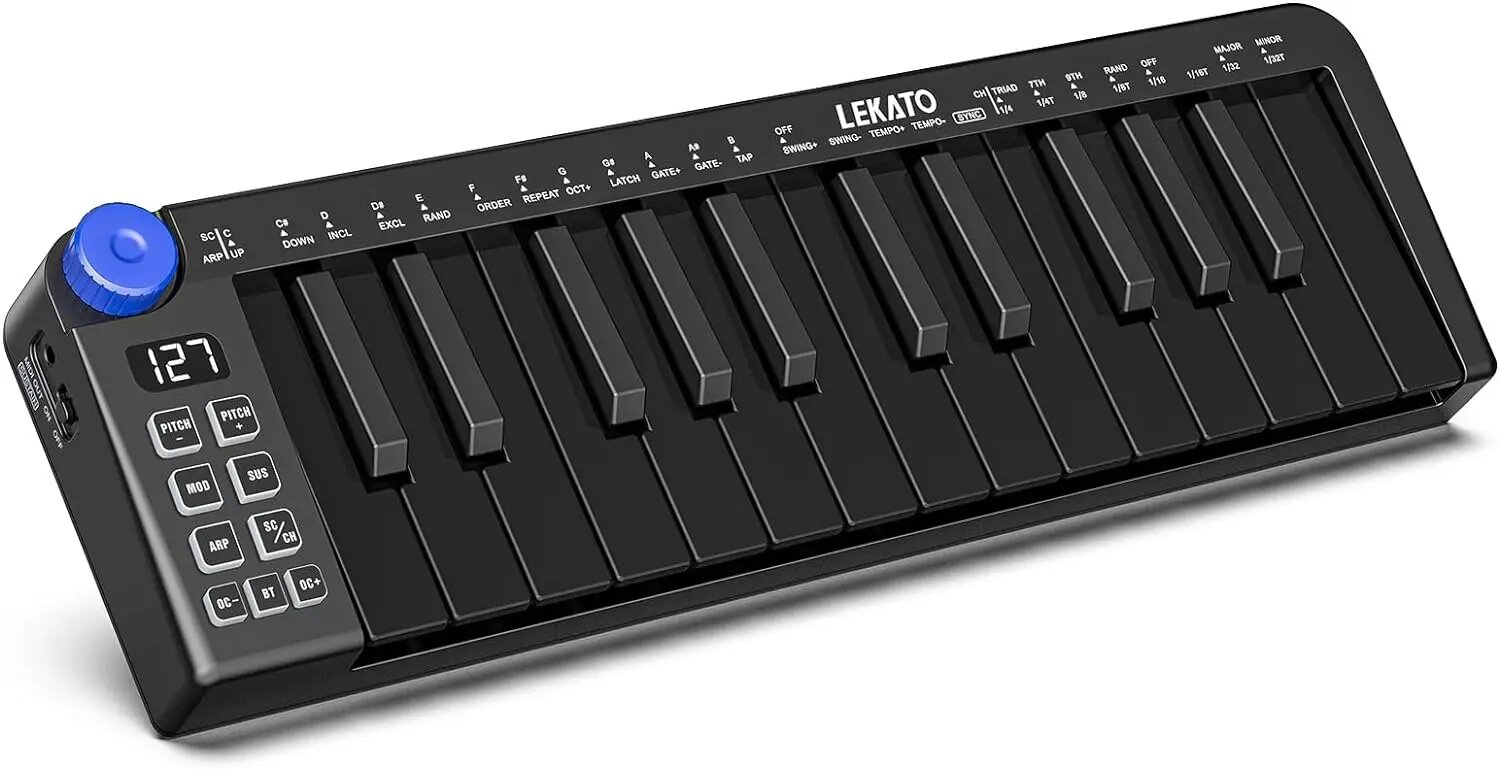 LEKATO Mini MIDI Keyboard 25 клавиш Черный, черный