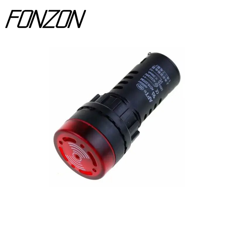 1 шт. 22 мм зуммер 12 В 24 В 110 В 220 В 380 В вспышка сигнальная лампа красный светодиод активный зуммер звуковой сигнал индикатор Red, 220V ACDC