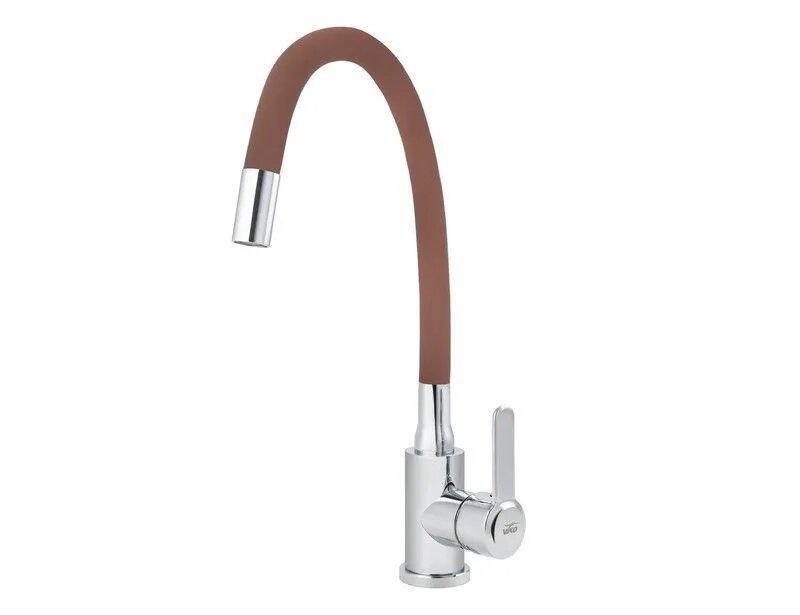 Смеситель для кухни VIKO V-4439 с коричневым гибким изливом Ø40 с гайкой