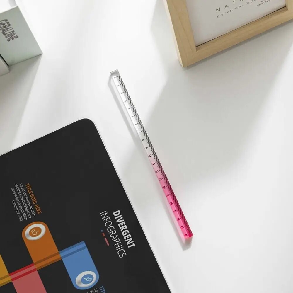 Градиентная прозрачная акриловая линейка 20 см 01