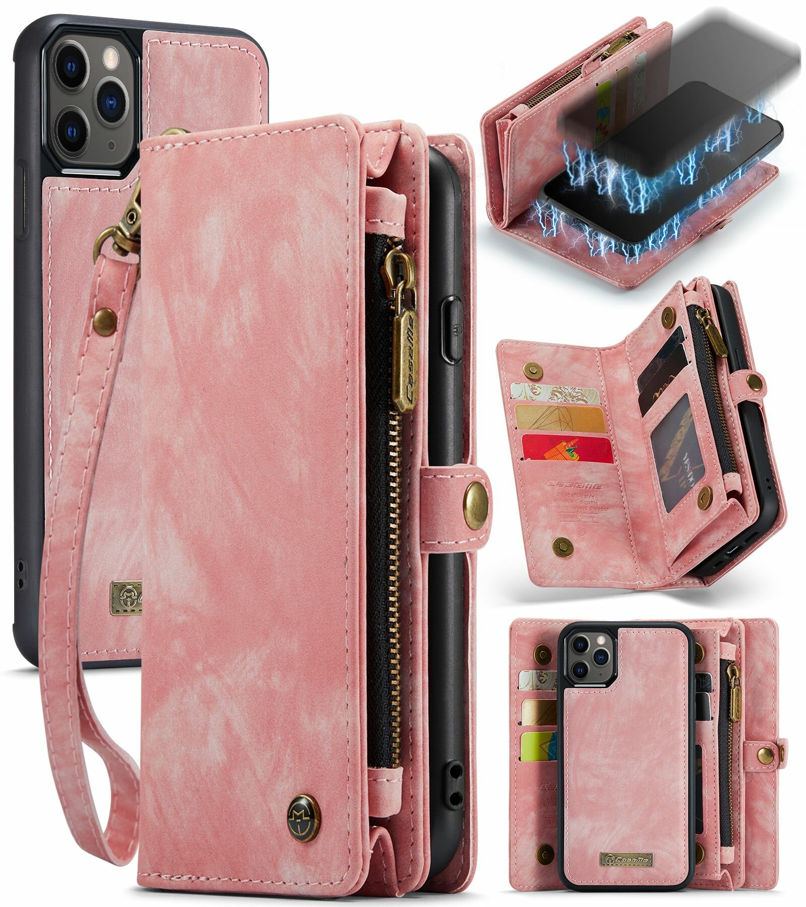 CaseMe Чехол кошелек для iPhone 11 Pro Max / Aйфон 11 про макс телефона Стильный внешний вид, магнитный дизайн 2-в-1, множественная защита