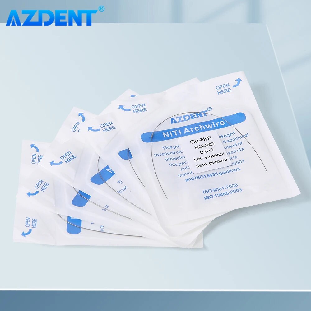 5 упаковок дуговых проводов AZDENT Cu-NiTi, 0.014x0.025