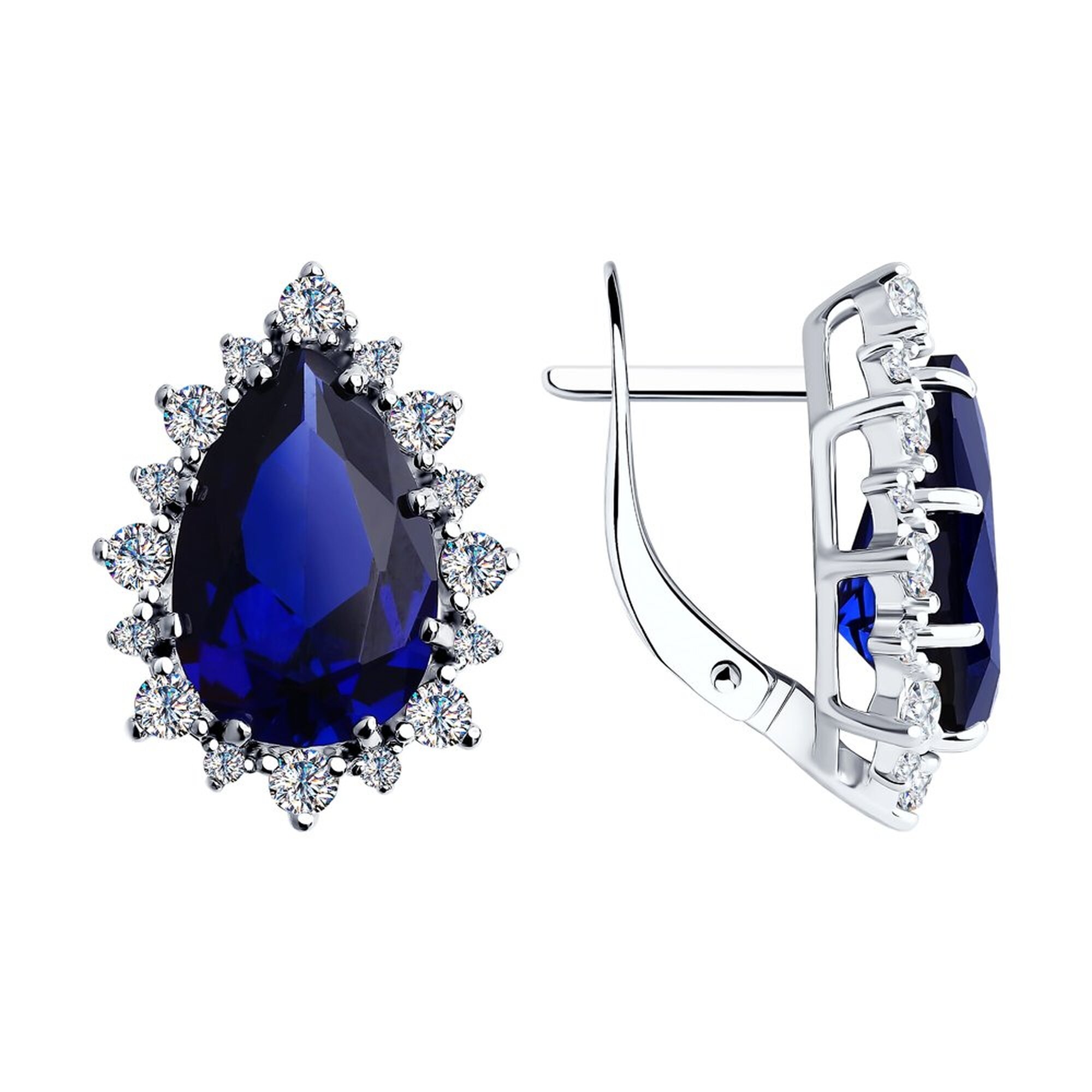 Серьги, серебро, 925 проба, родирование, фианит