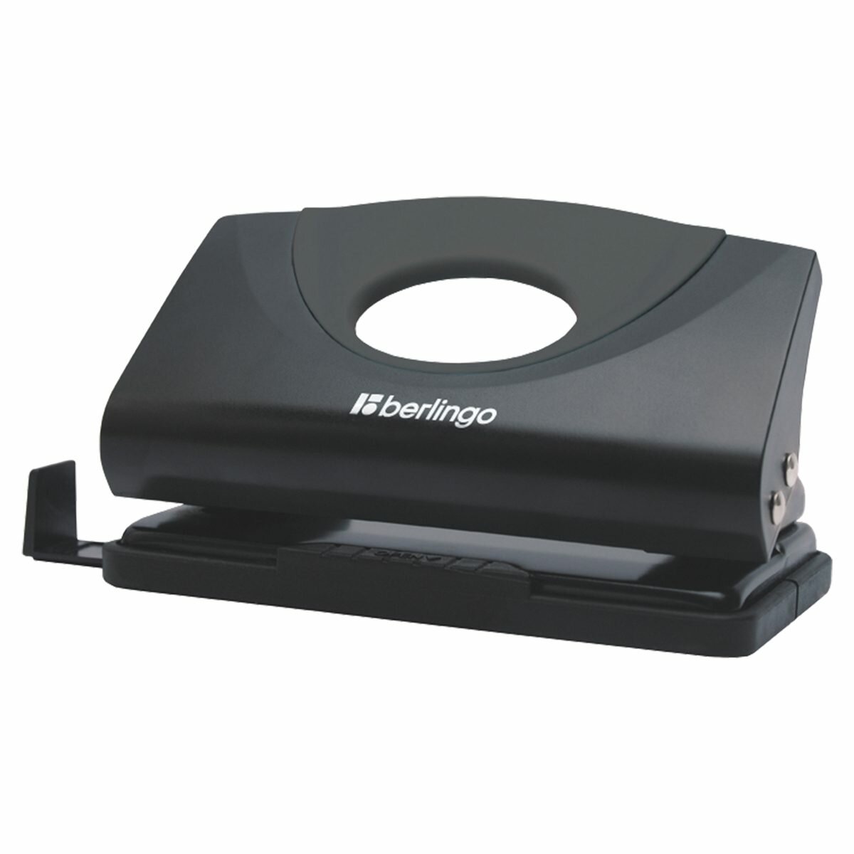 Дырокол Berlingo Office Soft, до 10 листов, линейка, черный (DDp_10161)