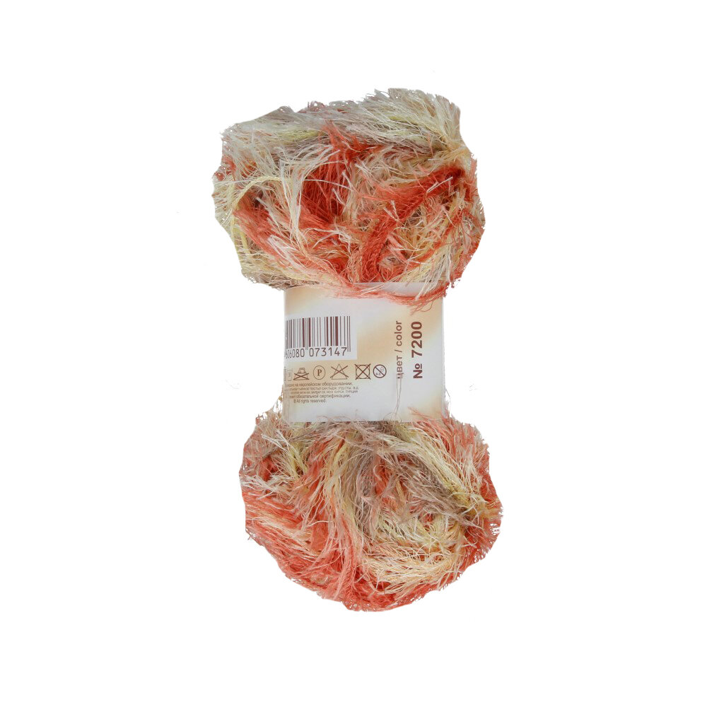 Пряжа VISANTIA "TRAFKA" меланжевая 100% полиэстер 100 г 150 м №7200 коричневый/желтый/оранжевый