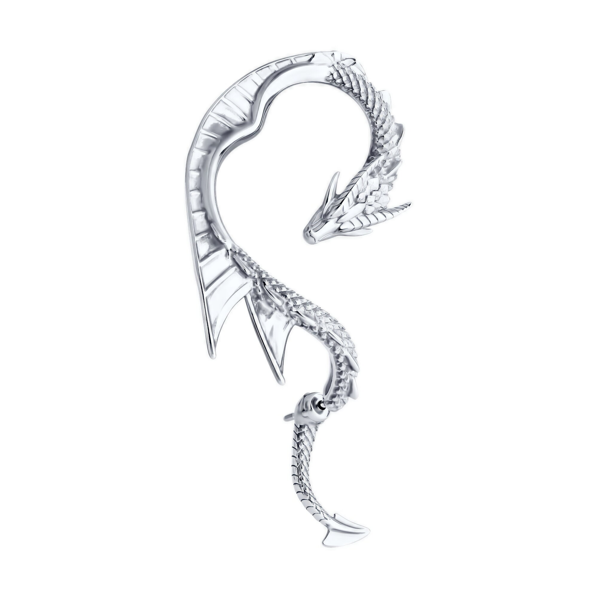 Моносерьга, серебро, 925 проба, родирование