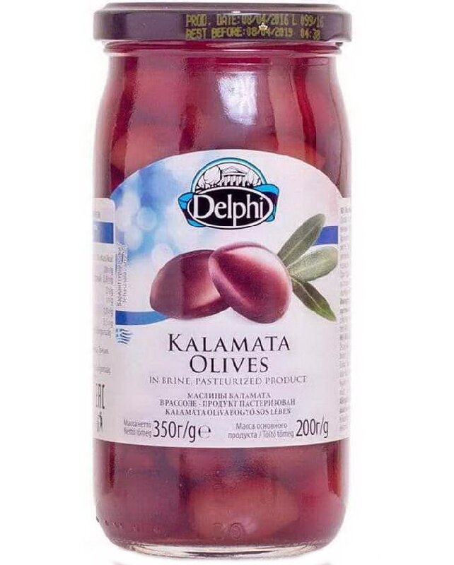 Маслины DELPHI Каламата с косточкой в рассоле /стекло/ 350г
