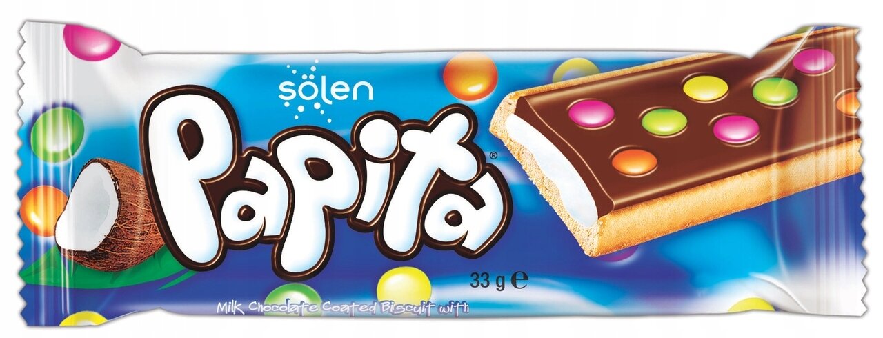 Печенье Biscolata Papita с кокосом и драже-конфетами, 24шт по 33гр