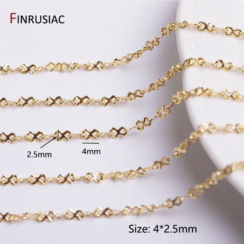 Цепочки для рукоделия FINRUSIAC, латунные, позолоченные, круглые звенья 14k gold plated