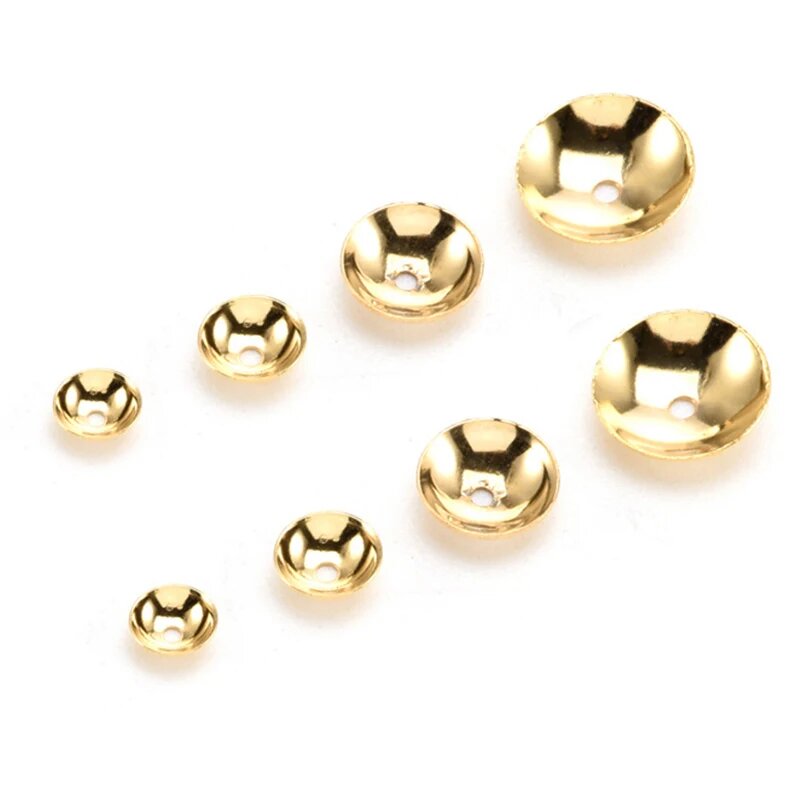 Колпачки для бусин YUTOPIE, нержавеющая сталь, золотые, 50 шт. 8x2.0mm hole, Gold Color