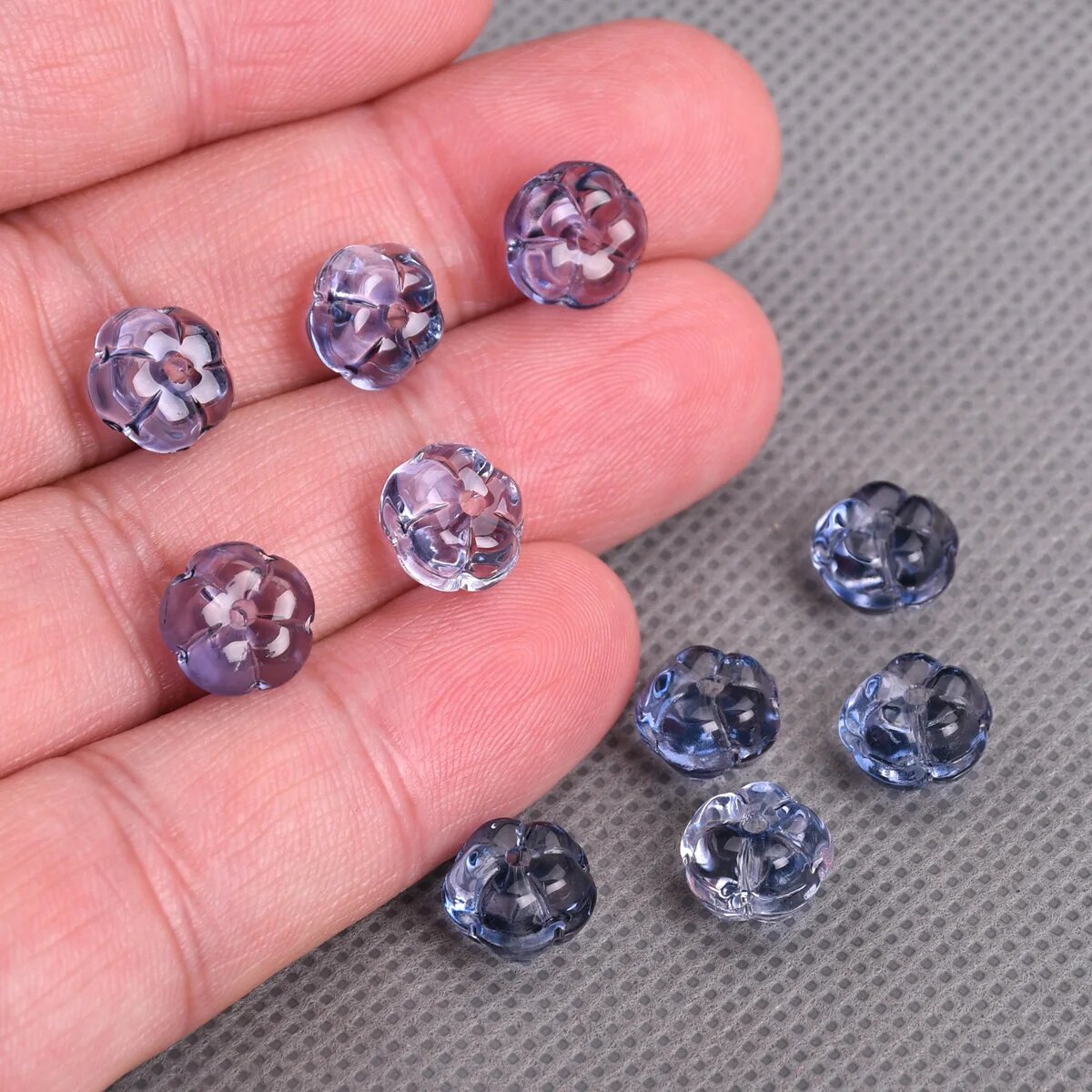 Бусины Siancolary плоские круглые тыква 10 мм стеклянные 10 шт Фиолетовый, Ink Blue