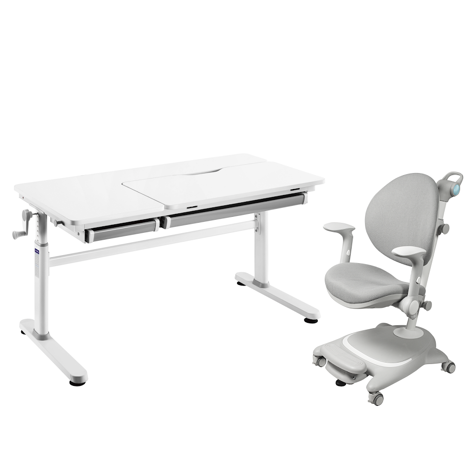 Растущий комплект Cubby Iris Grey+Agosto Grey, парта и кресло, серый, ЛДСП, металл, пластик