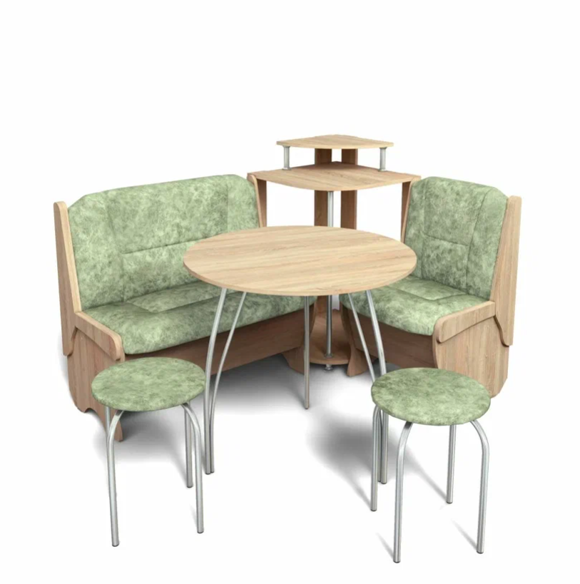 Кухонный набор Betel лотос Однотон Дуб сонома, Велюр мохито, серебро