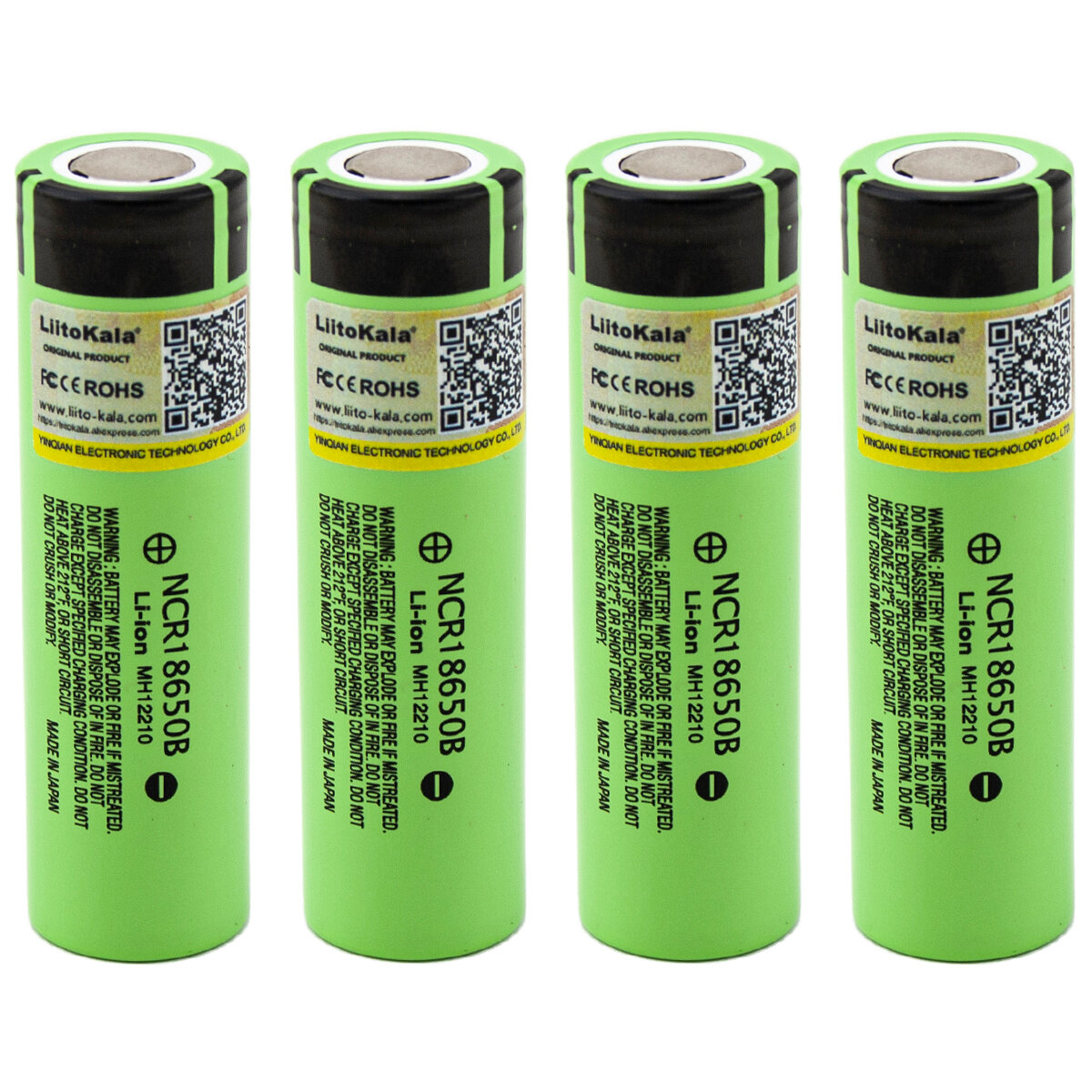 Аккумулятор 18650 высокотоковый 3400 mAh LiitoKala, Li-ion, 3.7V (4шт) / для электронных сигарет, шуруповертов и электроинструмента