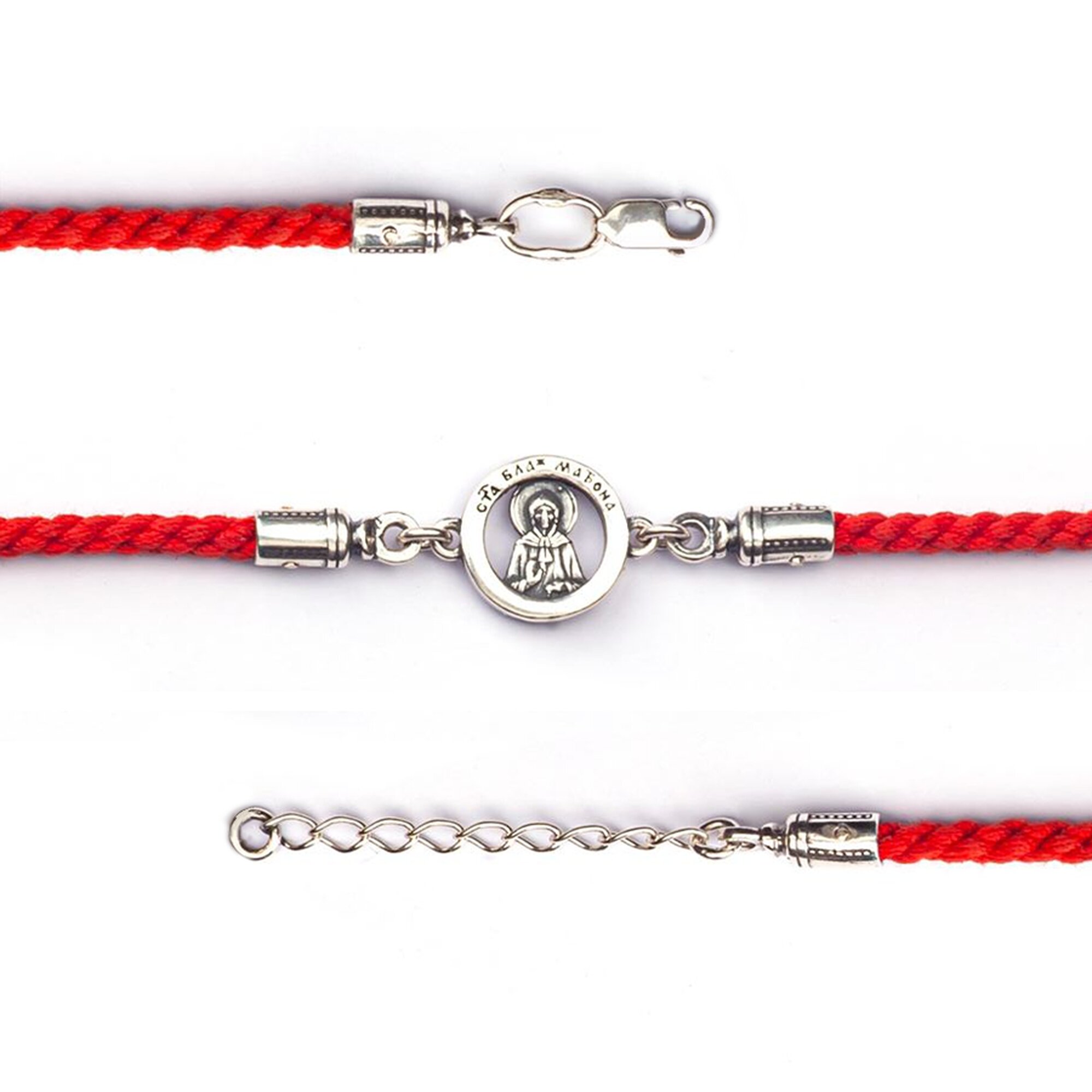 Браслет-нить, серебро, 925 проба, чернение